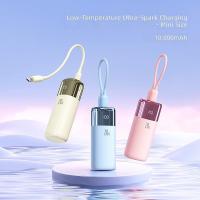 China 10000mAh Mini Power Bank Keychain Powerbank 20W Fast Charging Lipstick Size Portable Charger with Built-in Cables for sale