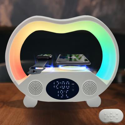 China Smart Bluetooth Speaker Featuring Wireless Charger LED Alarm Clock and RGB Night Light with Integrated Lamp and Speaker for Versatile for sale