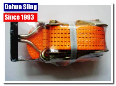 China 2 X 5000KG Vehicles Ratchet Tie Down Straps With Claw Hook End Fittings for sale