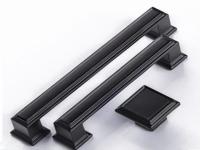 China 128mm American Stylish Plating Kitchen Cabinet Handles 96mm Black Arched Dresser Pulls Square Knobs for sale