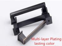 China 128mm American Stylish Plating Kitchen Cabinet Handles 96mm Black Arched Dresser Pulls Square Knobs for sale