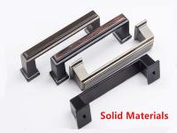China 128mm American Stylish Plating Kitchen Cabinet Handles 96mm Black Arched Dresser Pulls Square Knobs for sale