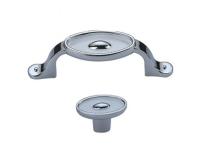 China Oval GL8872 Kitchen Cabinet Knobs Chrome Arched Black Dresser Pulls Furniture Handles for sale