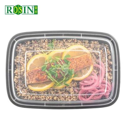 China PET Black 800ml Takeaway Food Container Microwave Bulk Take Out Containers for sale