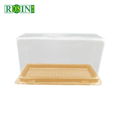 China Rectangle Plastic Bakery Packaging Disposable Cheese Cake Container With Lid for sale