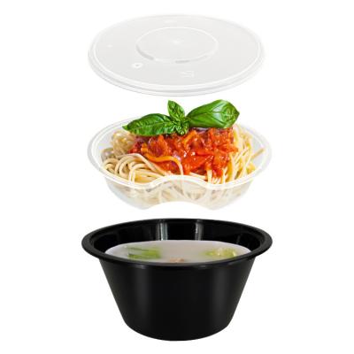 China 2 Layer Takeaway Food Container 1000ml Dioposable Noodle Soup Plastic Take Out Containers for sale