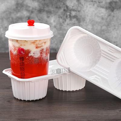 China Disposable PP Plastic Cup Carrier Tray Takeaway Leakproof For Milk Tea for sale