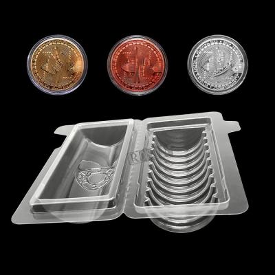 China Customized Disposable Plastic PET PVC 8 10 Compartment Round Transparent Blister Clamshell Packaging For Coin for sale