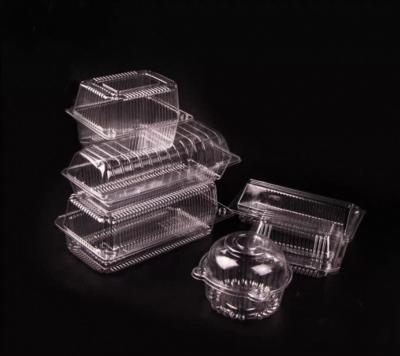 China Transparent Vegetable Box Disposable Fruit PET Box Clamshell Hinge Salad Pastry Takeaway Box No Hole With Lid for sale