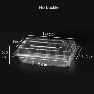 China PET Rectangular / Square Transparent Hinge Clam Vacuum Formed Cake Roll Sushi Fruit Takeaway Transparent Box With Lid for sale