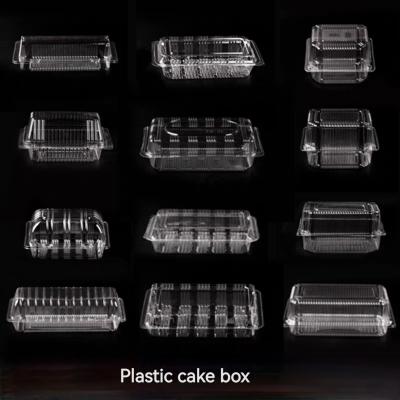 China Disposable PET Plastic Transparent Clam Shell Hinge Vacuum Formed Cake Pastry Baking Takeout Clear Box Cover for sale