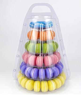 China 5000 Pieces Disposable Macaron Pet Inner Tray Transparent Vacuum Formed Macaron Tower for sale