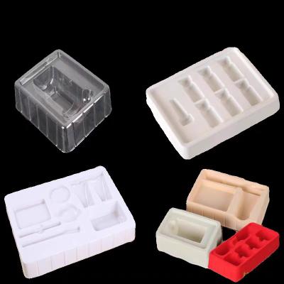 China Eco-Friendly Disposable PP Pet PVC PS Flocking Plastic Black / White Plastic Vacuum Tray For Cosmetics for sale