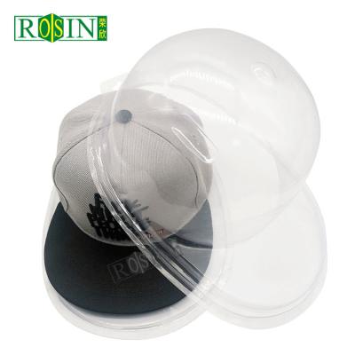 China Waterproof Plastic Snapcap Packaging Transparent Blister Clamshell for Baseball Caps Hip Pop Hats Display Case Holder for sale