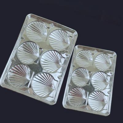 China Custom Scallop Plastic Transparent 6 8 Cavity PET Tray 500g Plastic Seafood Packaging Insert Tray for sale
