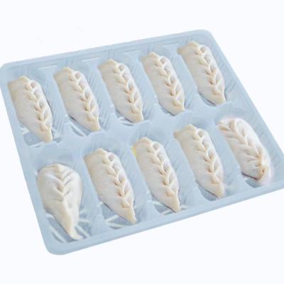 China Plastic Dumpling Freezer Tray Packaging Lining Frozen Food Packaging Disposable Dumpling Tray With Lids for sale