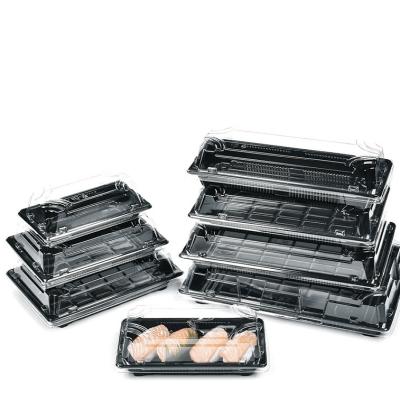 China Manufacturer Black Sushi To Go Packaging Boxes Vacuum Formed Sushi Plastic Food Grade Packaging Boxes for sale