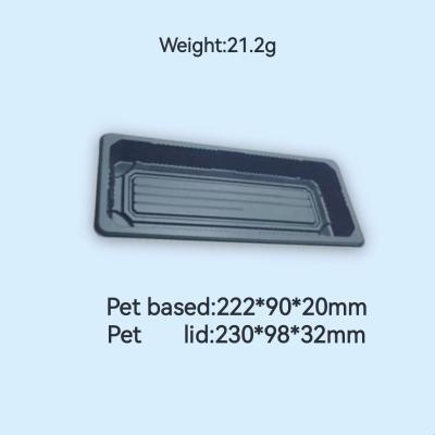 China Disposable Sushi Bento Packaging Food Grade PET Rectangular Box With Lid Salmon Sushi Takeaway Box for sale