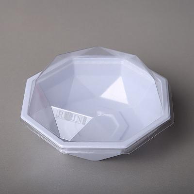 China Customized Octagonal PET White Plastic Thermoformed Tiramisu Cheese Pudding Cake Container With Lid for sale