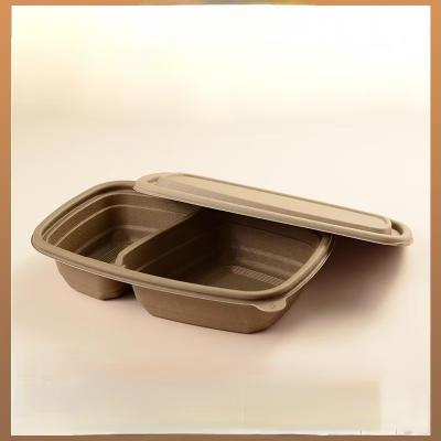China Factory Direct Delivery 100% Biodegradable 2 Compartment Rice Husk Lunch Container With Lid for sale
