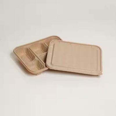 China Biodegradable Disposable Rice Husk Fiber Lunch Box Compostable Takeaway Container Eco-Friendly Food Packaging for sale