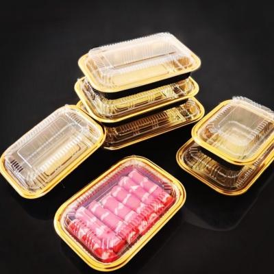 China Customized Disposable Golden Beef And Mutton Roll Packaging Box Plastic PP Salmon Sushi Packaging Takeout Box for sale