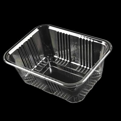China Customized Disposable Transparent PET Plastic Vacuum Formed Rectangular Heat Sealed Tofu Tray for sale