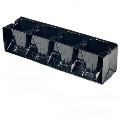 China 4 seedling trays in a group Clamshell foldable plant/flower horticultural black plastic PET germination container for sale