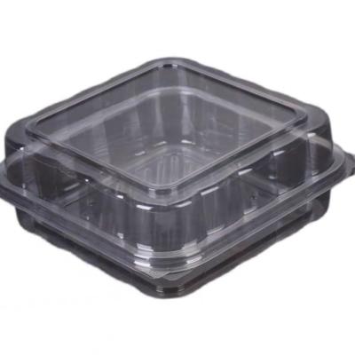 China Customized disposable square lace vacuum formed pet clamshell hinge pastry cookies donuts plastic packaging for sale