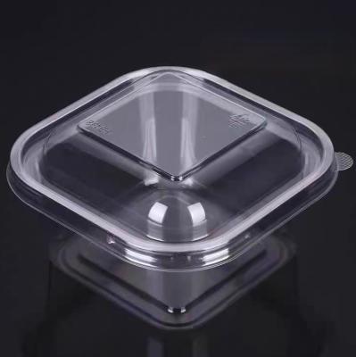China Customized square transparent food grade PET plastic ounce container with lid for pudding dried fruit ice cream for sale