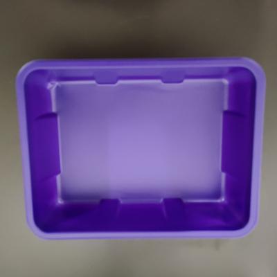 China Customized purple rectangular PS plastic vacuum formed food mushroom tray for sale