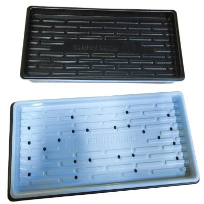 China Customized 1020 rectangular flat black/white PS plastic insert tray with holes/no holesplant greenhouse nursery box for sale