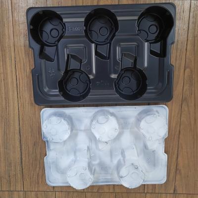China Customized disposable rectangular PS plastic thickened vacuum formed 5 cavity round parts for automotive bearing trays for sale