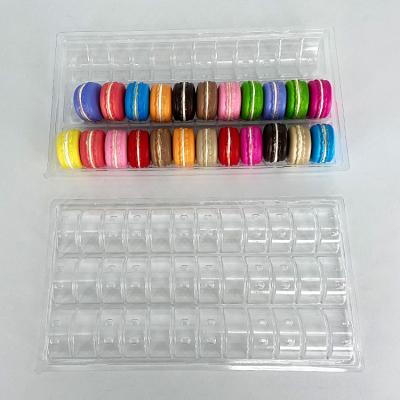China Customized 36 cavity vacuum formed plastic PET macaron container with transparent lid for sale