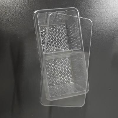 China Customized disposable 2 grid biscuit plastic tray vacuum formed pet brownie plastic packaging container with lid for sale