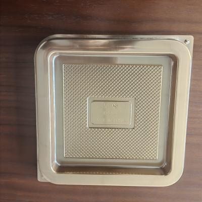 China Customized disposable plastic pp golden cake container blister Dim sum cake package with transparent lid for sale