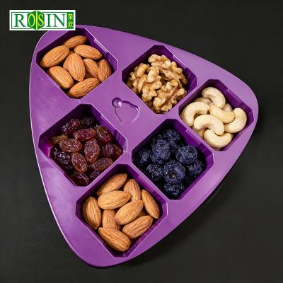 China Customized triangular insert tray dedicated for dried fruit bottles square purple PP vacuum formed grid tray for sale