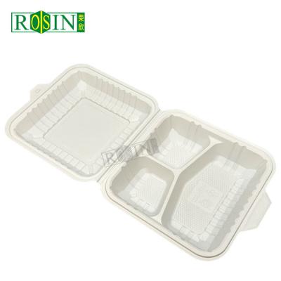 China 1000ml 3 Compartments White Biodegradable PP Disposable Food Container Plastic Takeaway Lunch Box for Catering for sale