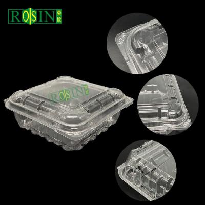 China Rectangle Clear PET Disposable Clamshell Food Container Plastic Takeaway Box with Lid for Fruit for sale