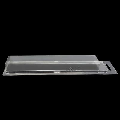 China Customized Disposable Transparent Plastic PET Mini Rectangular Clamshell Blister Box With Handle Holes for sale