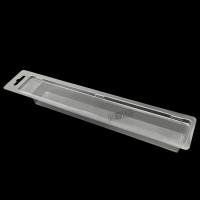 China Customized Disposable Transparent Plastic PET Mini Rectangular Clamshell Blister Box With Handle Holes for sale