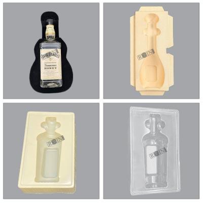 China Customized disposable transparent PET/black PS flocking plastic vacuum bottle tray for sale