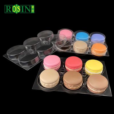 China Customized 6 cell 2 * 3 macaron vacuum formed tray PET transparent disposable food grade tray for sale