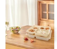 China Biodegradable Disposable 1050ML Cornstarch Togo Lunch Box Takeout Plastic Takeaway Corn Starch Food Container for sale