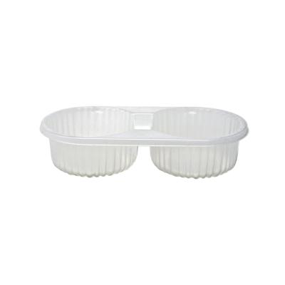 China Factory customized 2 cavity round high transparency PP vacuum formed tray for cookies and mooncakes for sale