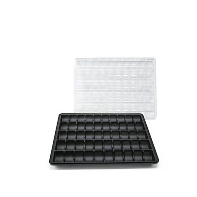 China Rosinpack Customized Disposable 5 × 10 Grid Black Bottom Macaron Blister Box with Transparent Cover for sale