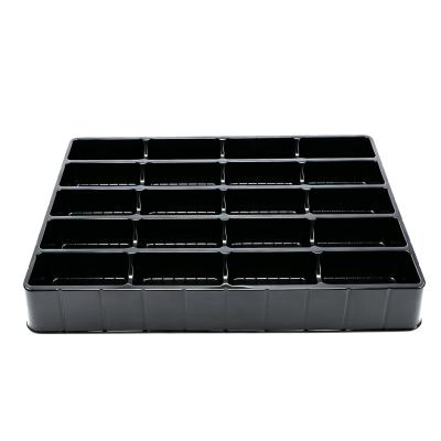 China RosinPack Blister Factory customizes 20 grid black plastic seedling tray for sale