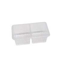 China 2 Cavity Square Transparent PET with Lid Dessert Box Disposable Brownie Cookies Plastic Container for sale