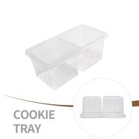 China 2 Cavity Square Transparent PET with Lid Dessert Box Disposable Brownie Cookies Plastic Container for sale