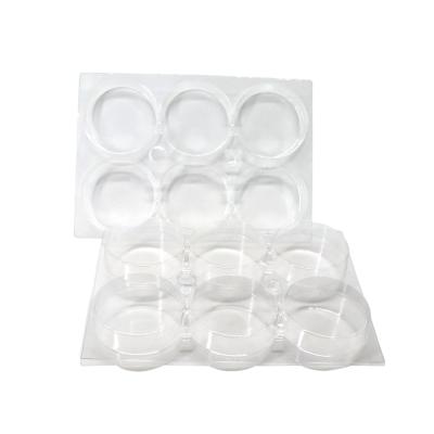 China 6 Cavity Clear PET Blister Tray with Lid Round Compartment Plastic Insert for Macaron Chocolate Candy for sale